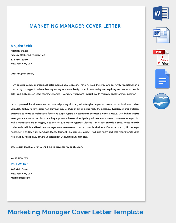 FREE 13 Marketing Cover Letter Templates In MS Word PDF Google 