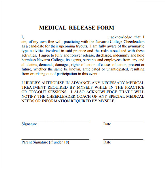 11 Medical Release Forms Sample Templates