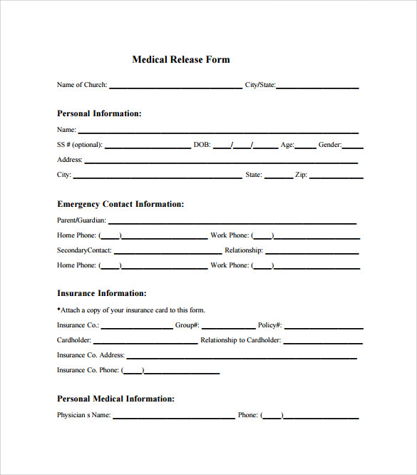 FREE 10 Sample Medical Release Forms In PDF MS Word