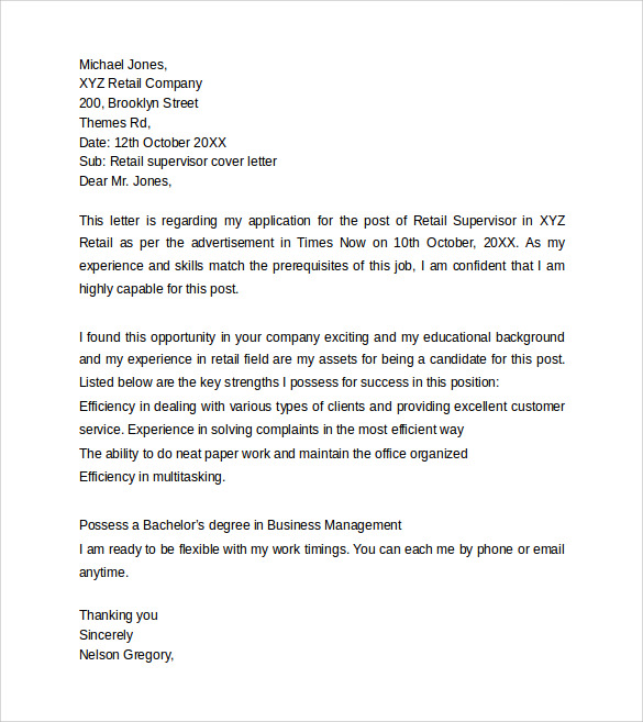 FREE 7 Sample Retail Cover Letter Templates In MS Word PDF