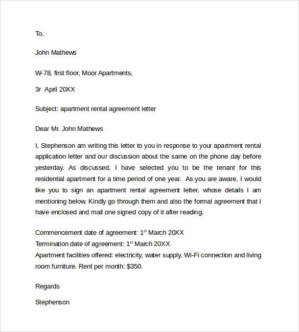 FREE 12 Sample Rental Agreement Letter Templates In MS Word PDF
