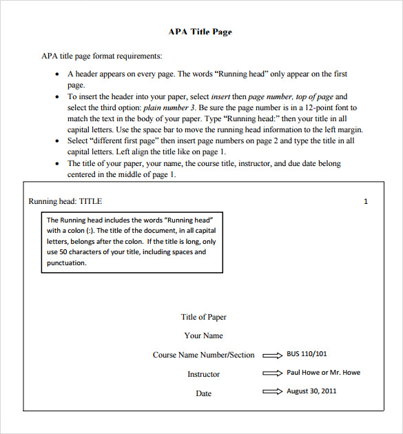 FREE 6 Sample APA Format Title Page Templates In PDF MS Word
