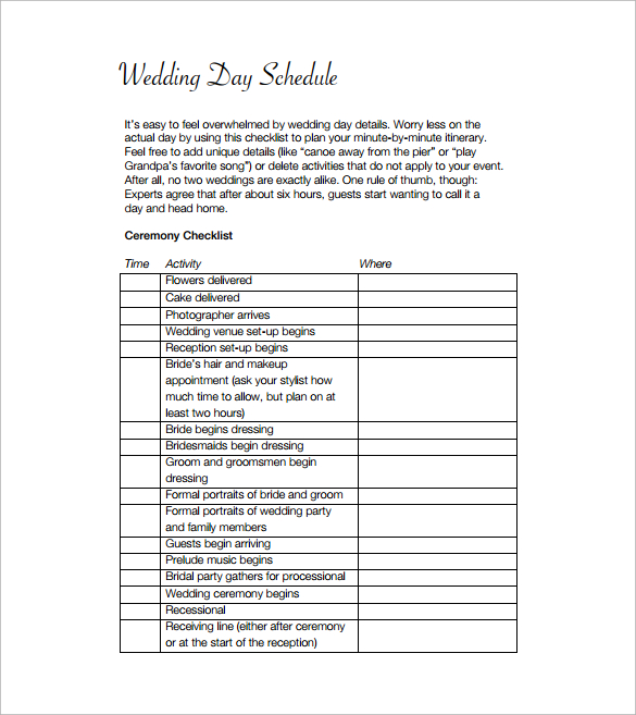 FREE 18 Sample Event Schedule Templates In MS Word PDF