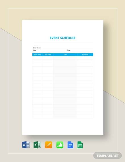 FREE 18 Sample Event Schedule Templates In MS Word PDF