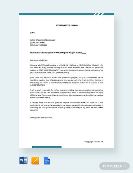 FREE 12 Sample Visa Invitation Letter Templates In MS Word Apple 