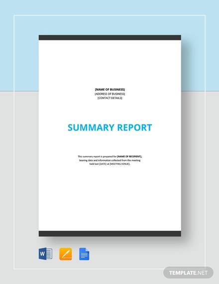 FREE 16 Summary Report Templates In PDF MS Word Apple Pages 