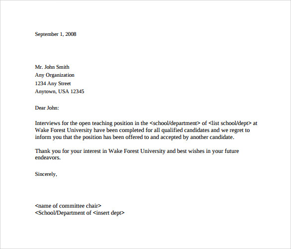 FREE 8 Sample Rejection Letter After Interview In PDF MS Word