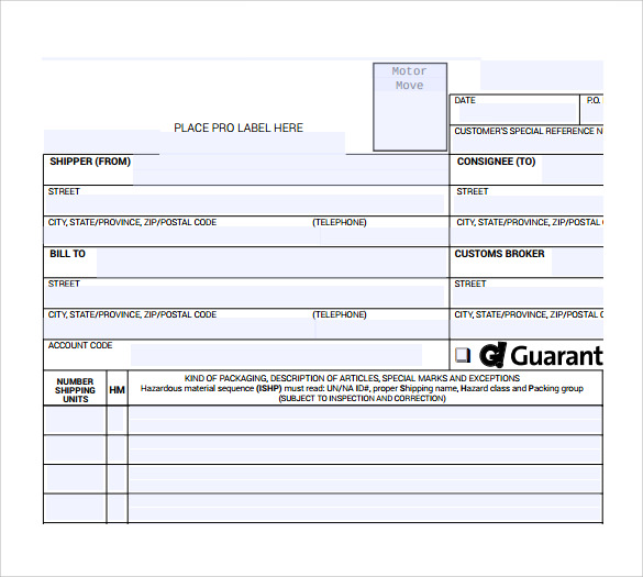 10 Bill Of Lading Forms To Download For Free Sample Templates