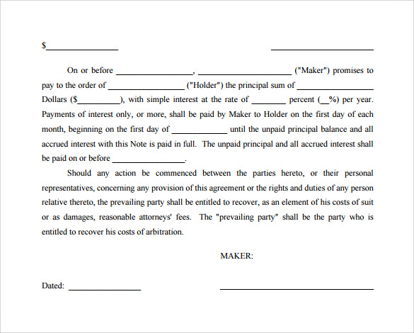 FREE 17 Promissory Note Templates In MS Word PDF