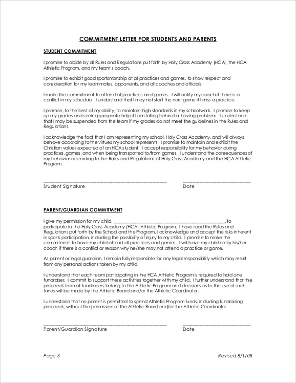7 Commitment Letter Templates Sample Templates