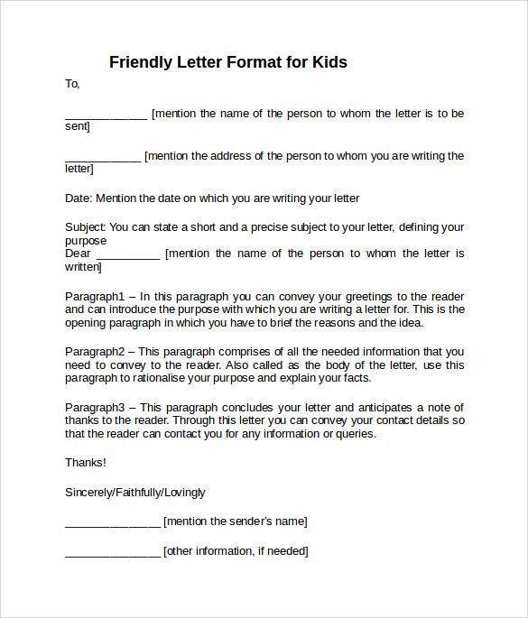 FREE 15 Sample Friendly Letter Formats In PDF MS Word