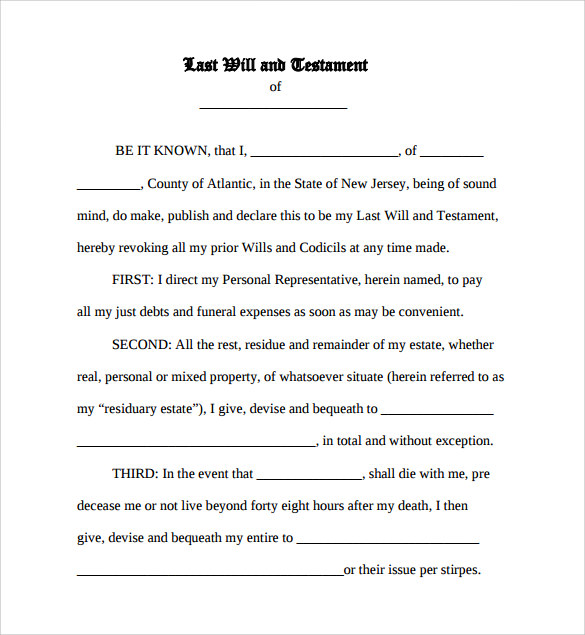 FREE 7 Sample Last Will And Testament Forms In MS Word PDF