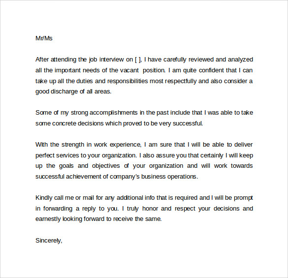 FREE 8 Sample Follow Up Interview Letter Templates In PDF MS Word