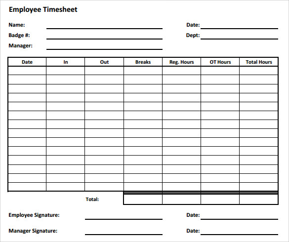 FREE 11 Sample Employee Timesheet Calculator Templates In PDF Excel