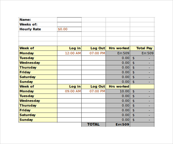 FREE 9 Sample Biweekly Timesheet Calculators In MS Word Excel PDF