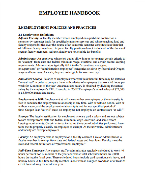 Employee Classification Handbook