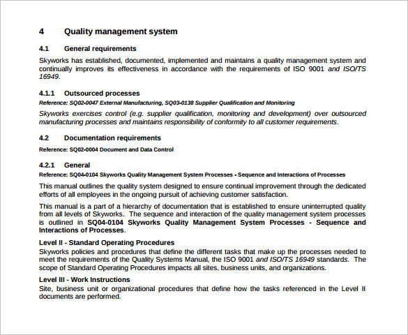 13 Sample Quality Manuals Sample Templates