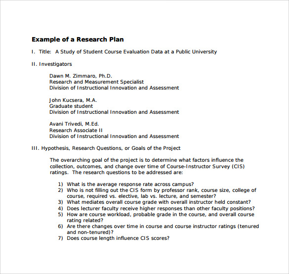 11 Sample Research Plan Templates Sample Templates