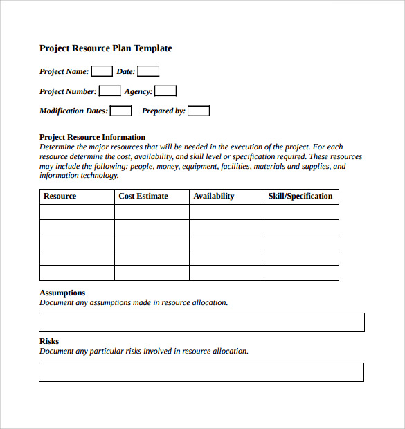 FREE 7 Sample Resource Planning Templates In MS Word PDF