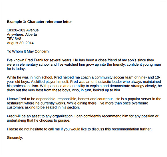 9 Court Character Reference Letter Samples Examples Templates 