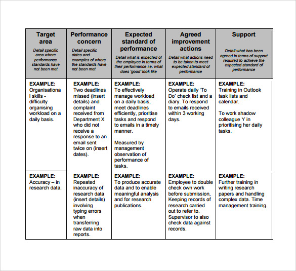 How To Write A Performance Improvement Plan Example