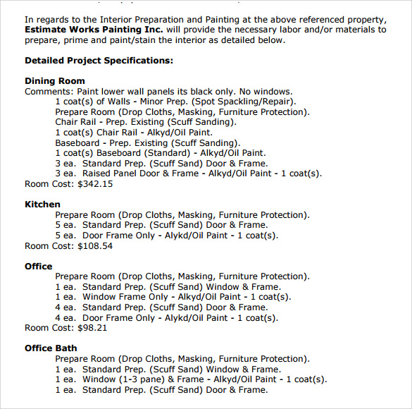FREE 12 Painting Estimate Templates In PDF Excel