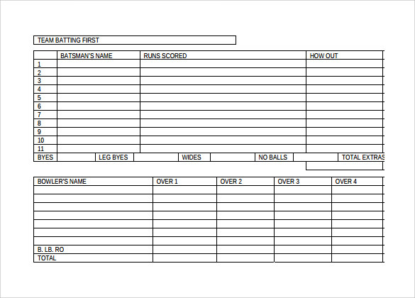 FREE 10 Cricket Score Sheet Samples In PDF MS Word FREE 10 Cricket Score Sheet Samples In PDF MS Word