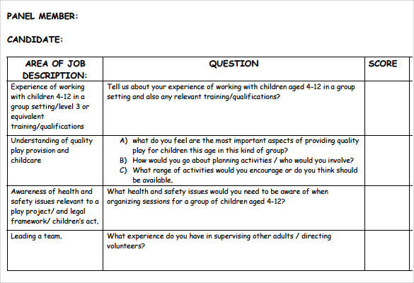 FREE 10 Sample Interview Score Sheet Templates In PDF MS Word Excel