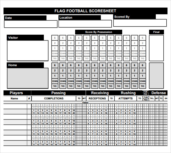 Printable Football Stat Sheet