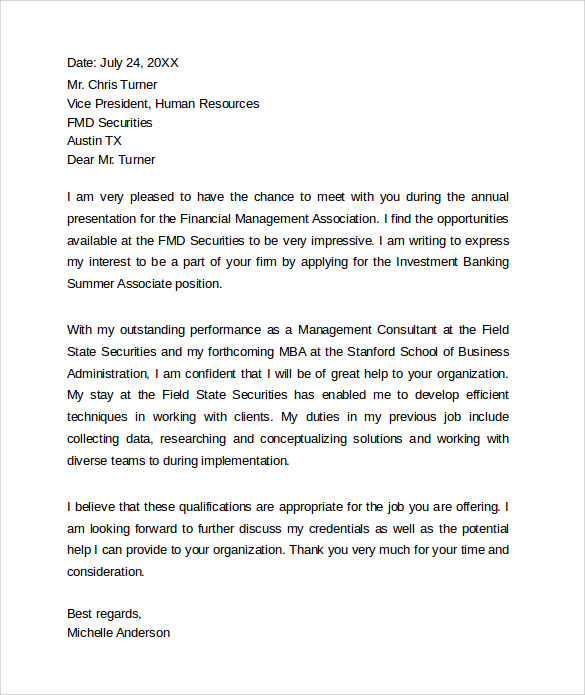 FREE 7 Professional Cover Letter Templates In MS Word PDF