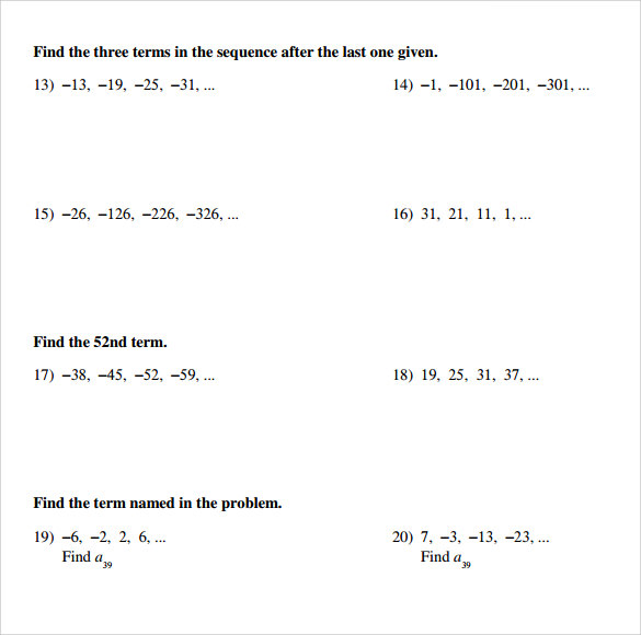 FREE 6 Sample Arithmetic Sequence Examples In PDF