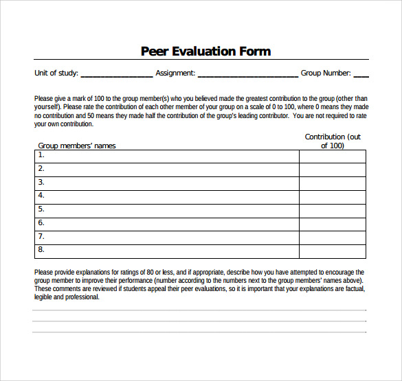 FREE 6 Peer Evaluation Forms In PDF