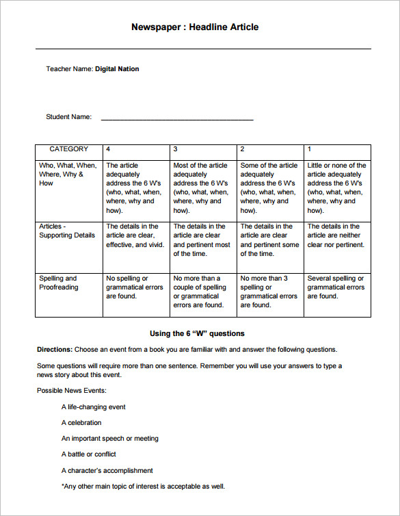 FREE 6 Newspaper Headline Samples In PDF MS Word