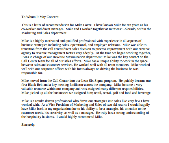 Character Reference Letter Template Word DocTemplates