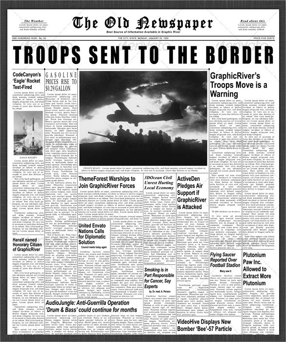 Create Your Own Newspaper Front Page Template Gooxo