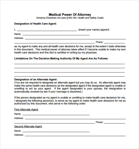 FREE 7 Sample Medical Power Of Attorney Forms In PDF
