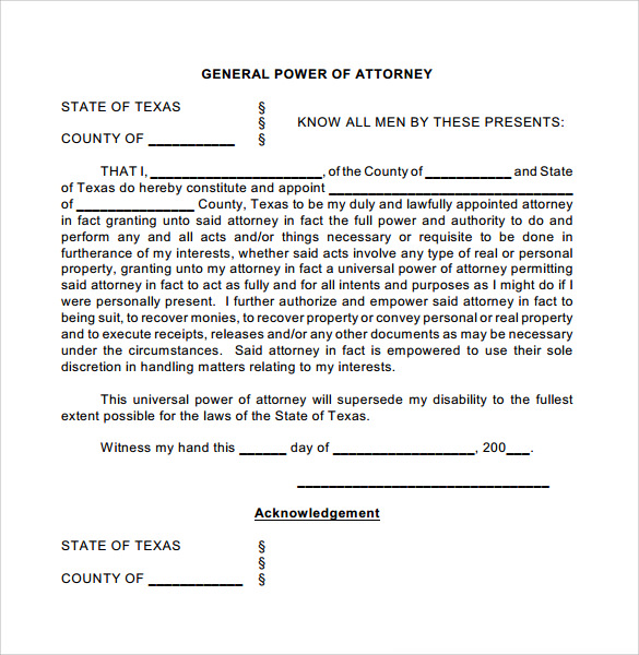 FREE 5 General Power Of Attorney Forms In PDF MS Word
