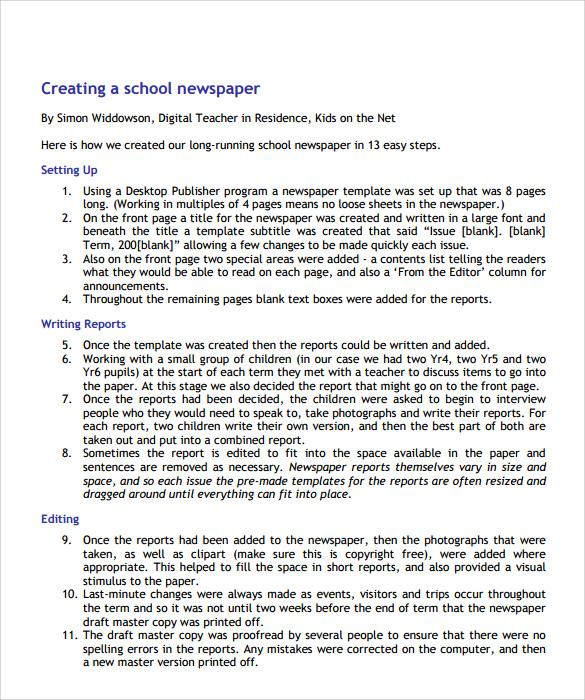 FREE 5 Sample School Newspaper Templates In PDF MS Word
