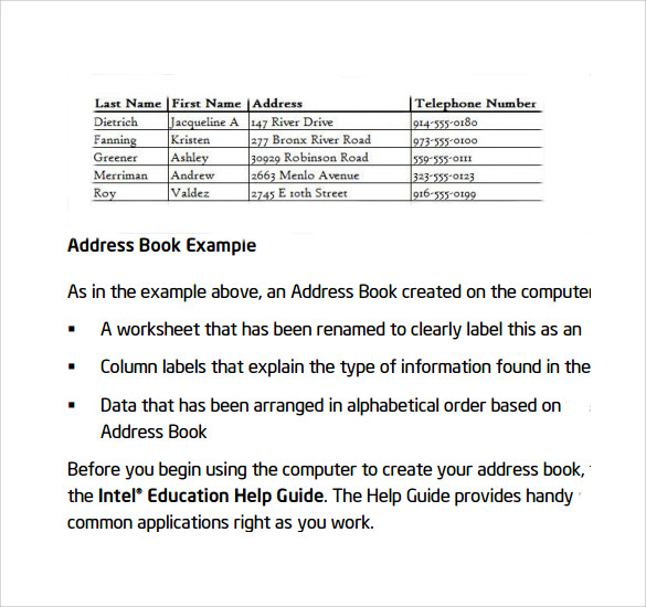 FREE 6 Sample Address Book In PDF MS Word