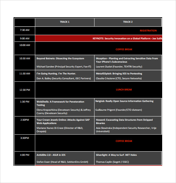 FREE 10 Sample Conference Schedules In PDF MS Word