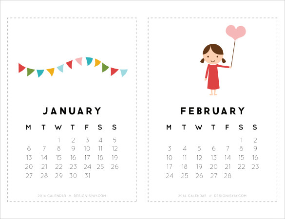 FREE 8 Cute Calendar Templates In PDF MS Word Vector EPS AI