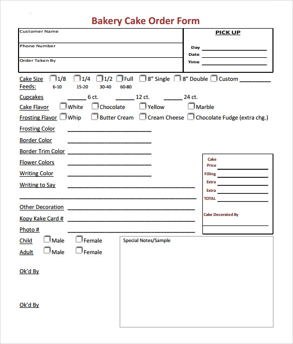 FREE Cake Order Form Templates In PDF MS Word