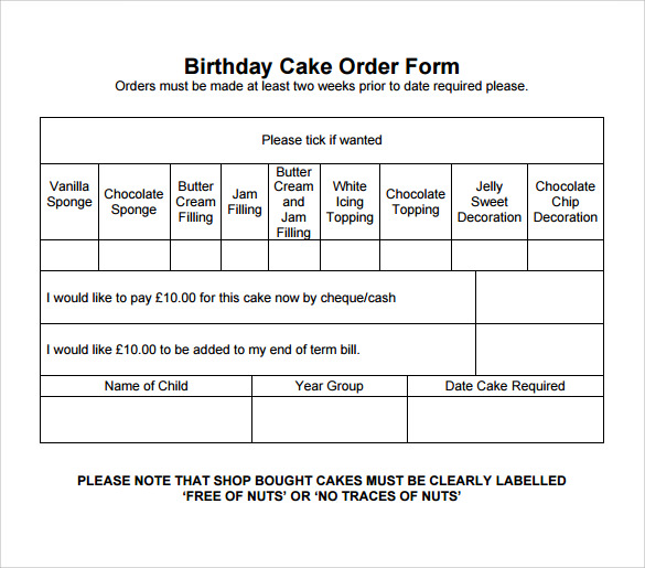 FREE Cake Order Form Templates In PDF MS Word