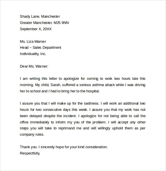 Sample Of Excuse Letter For Being Late In School School Walls