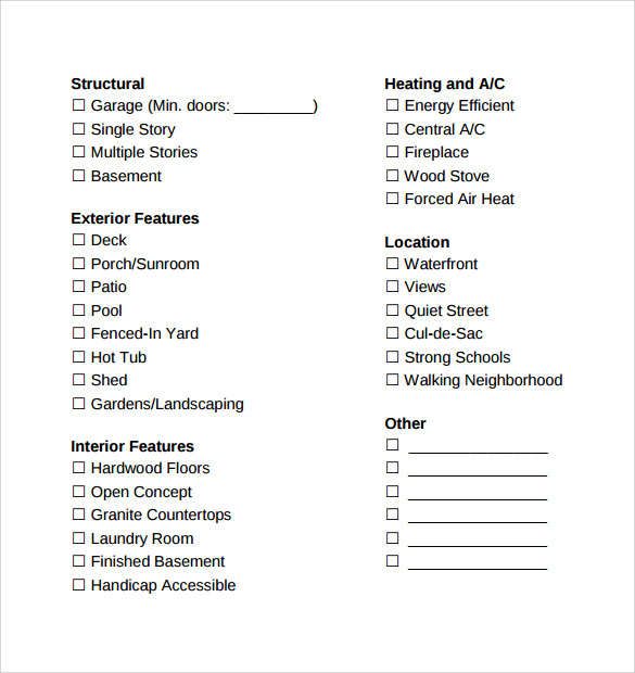 Printable Home Buying Checklist