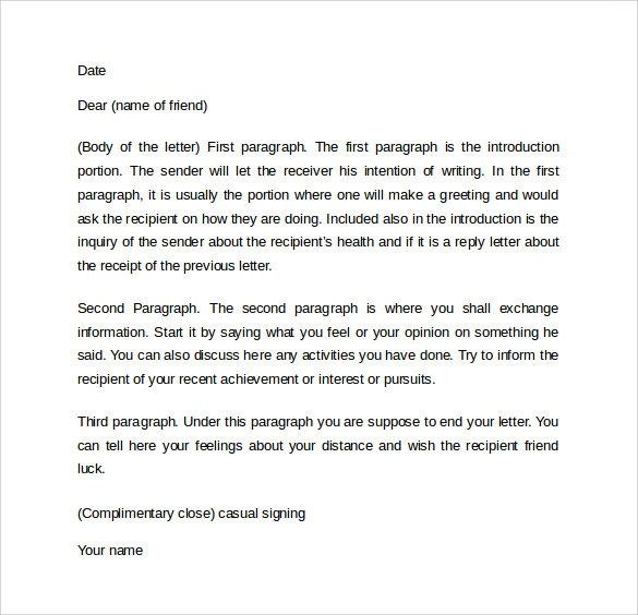 10 Friendly Letters Samples Examples Formats Sample Templates