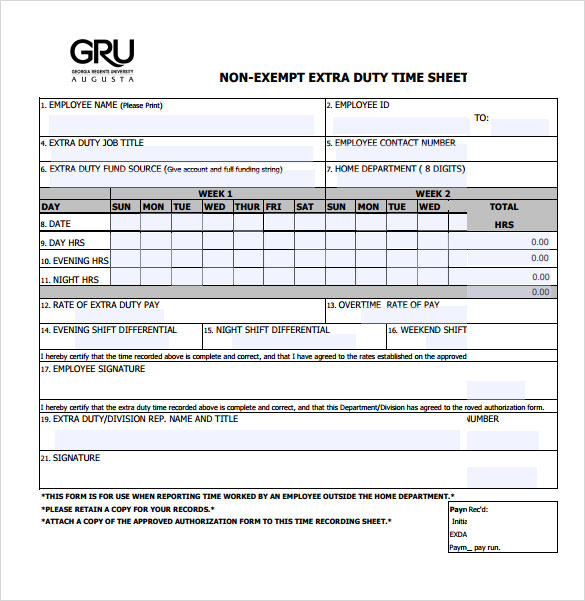 FREE 8 Sample Timesheet Calculator Templates In PDF