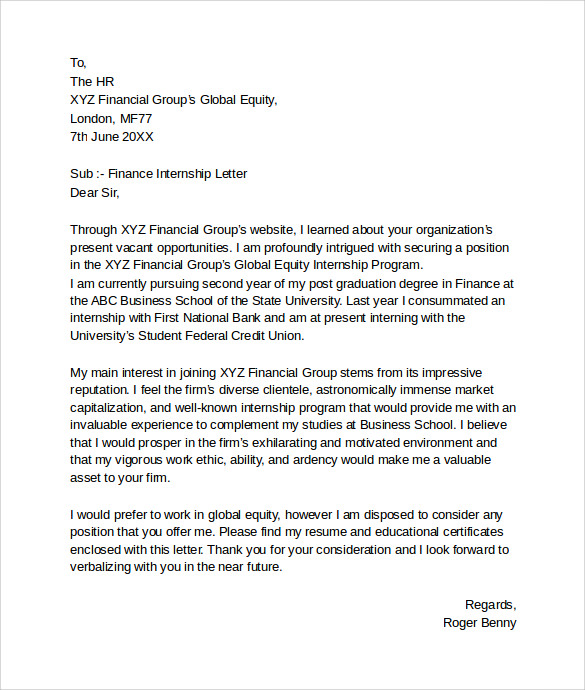 FREE 12 Internship Cover Letter Templates In PDF MS Word