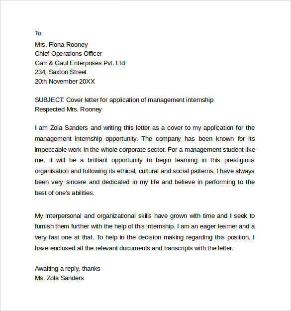 FREE 12 Internship Cover Letter Templates In PDF MS Word