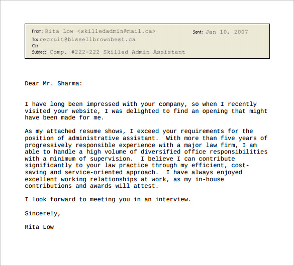 FREE 9 Sample Email Cover Letter Templates In PDF MS Word